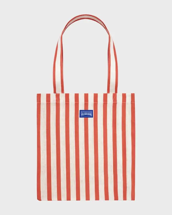 Vilebrequin Striped Linen Tote Bag - Beige