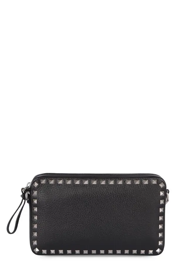 Valentino Garavani Rockstud Leather Messenger Bag - Black