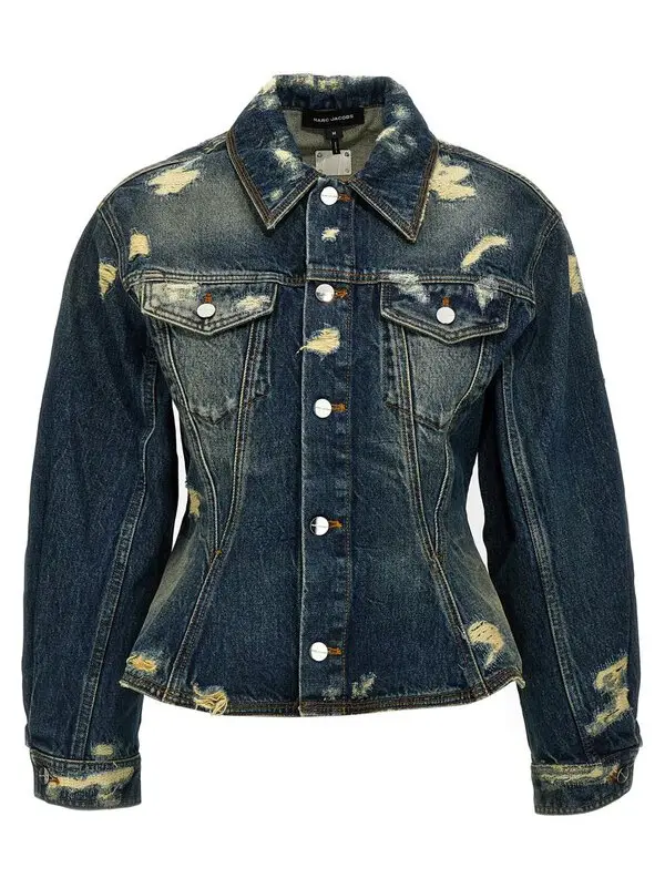 Marc Jacobs The Rip And Repair Fluted Denim Jacket - Blue