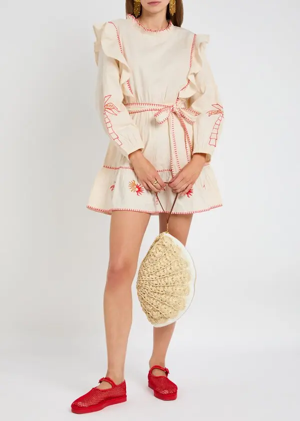 Never Fully Dressed Pollenca Embroidered Cotton Mini Dress In White - 50%  Off | Editorialist