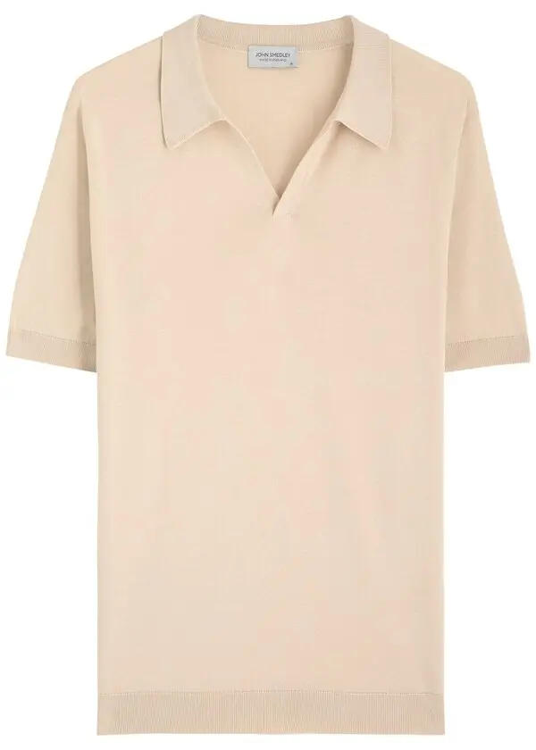 John Smedley Noah Wool Polo Shirt - Beige