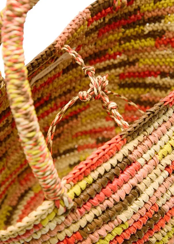 SENSI STUDIO Woven Striped Straw Tote