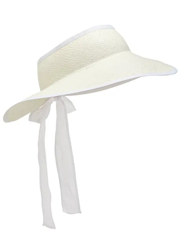 SENSI STUDIO Long Brim Straw Visor - White