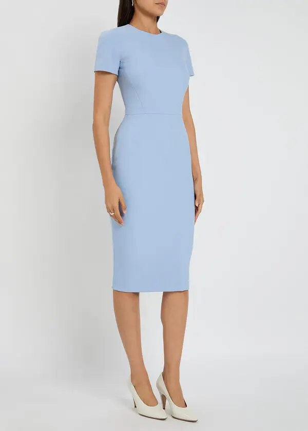 Victoria Beckham Woven Midi Dress - Blue Light