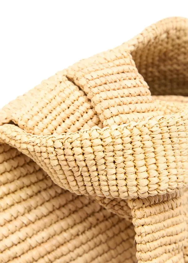 SENSI STUDIO Pull-through Mini Raffia Top Handle Bag - Beige