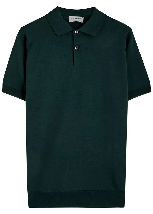 John Smedley Payton Wool Polo Shirt - Dark Green