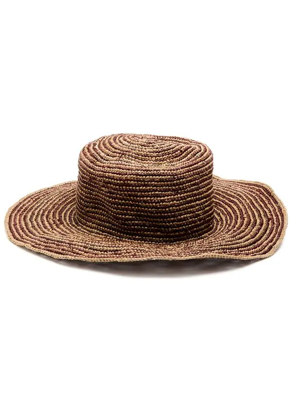SENSI STUDIO Crochet Straw Hat - Chocolate