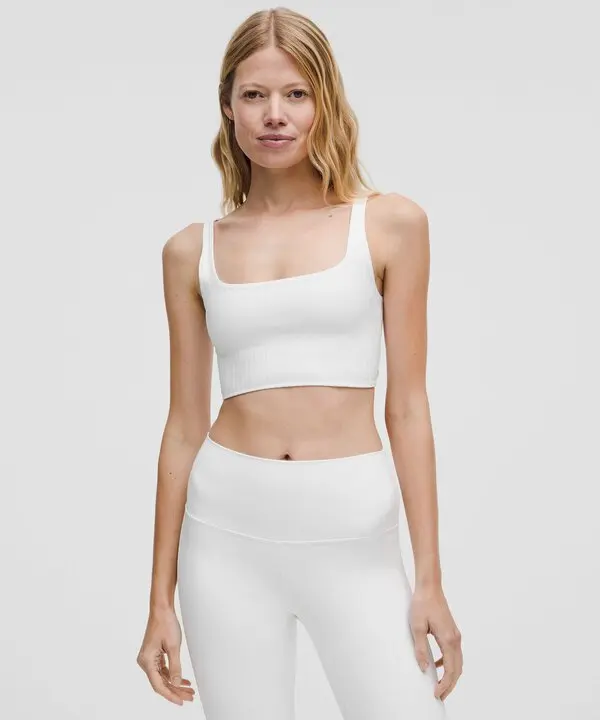 Lululemon Bend This Ribbed Scoop And Square Bra - White