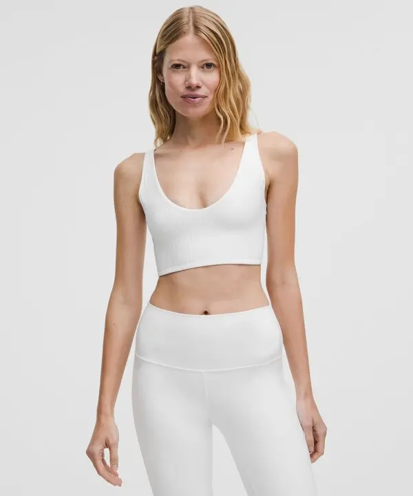 Lululemon Bend This Ribbed Scoop And Square Bra - White