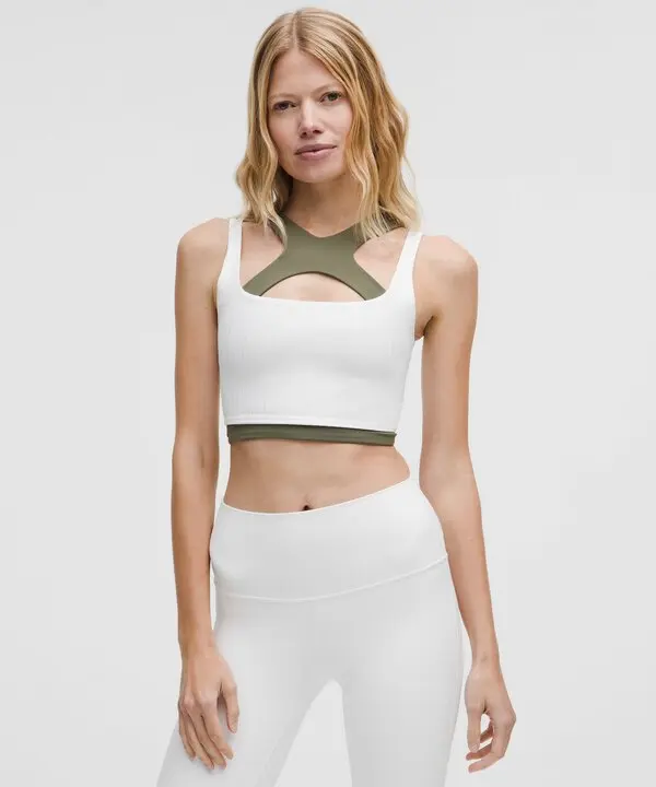 Lululemon Bend This Ribbed Scoop And Square Bra - White