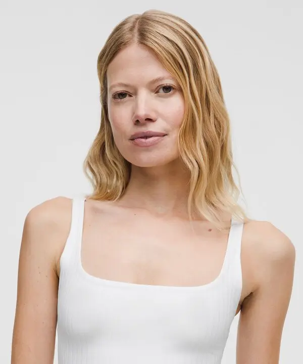 Lululemon Bend This Ribbed Scoop And Square Bra - White
