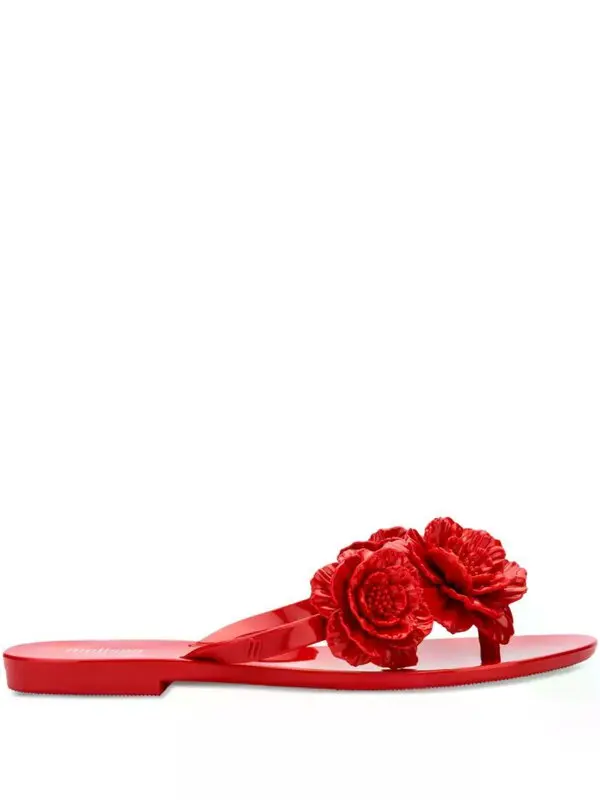 Melissa Harmonic Springtime Floral Flip Flops - Red