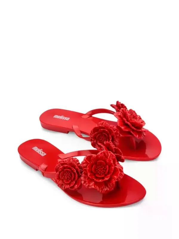 Melissa Harmonic Springtime Floral Flip Flops - Red