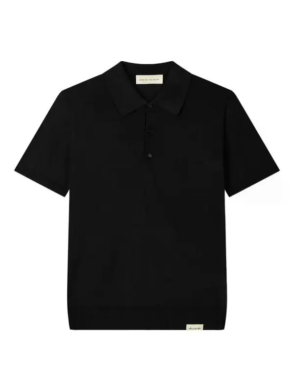 MAN ON THE BOON. Knitted Polo Shirt - Black