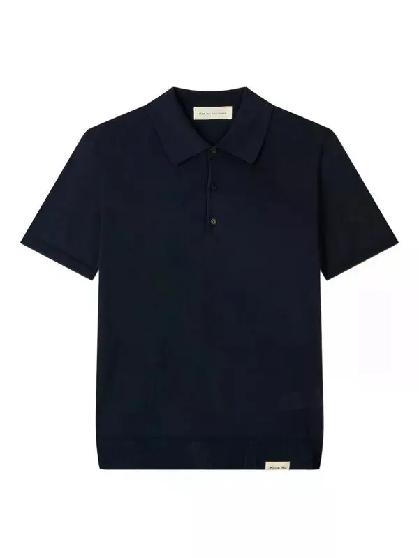 MAN ON THE BOON. Knitted Polo Shirt - Blue