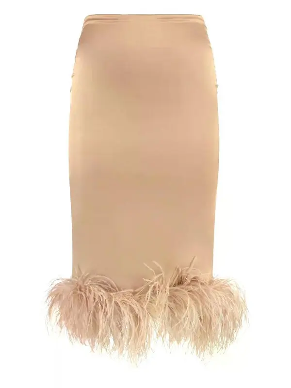 Giuseppe Di Morabito Feather-trim Midi Skirt - Neutrals