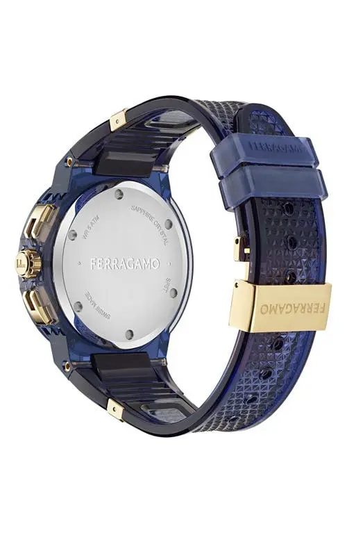 FERRAGAMO F-80 Translucent Chronograph Strap Watch - Blue