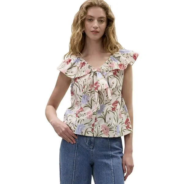 Rebecca Taylor Acosanti Floral Top - Ivory Multi