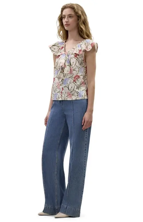 Rebecca Taylor Acosanti Floral Top - Ivory Multi