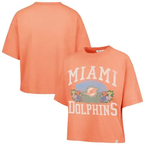 '47 Miami Dolphins Florentina Montauk Cropped T-shirt - Orange
