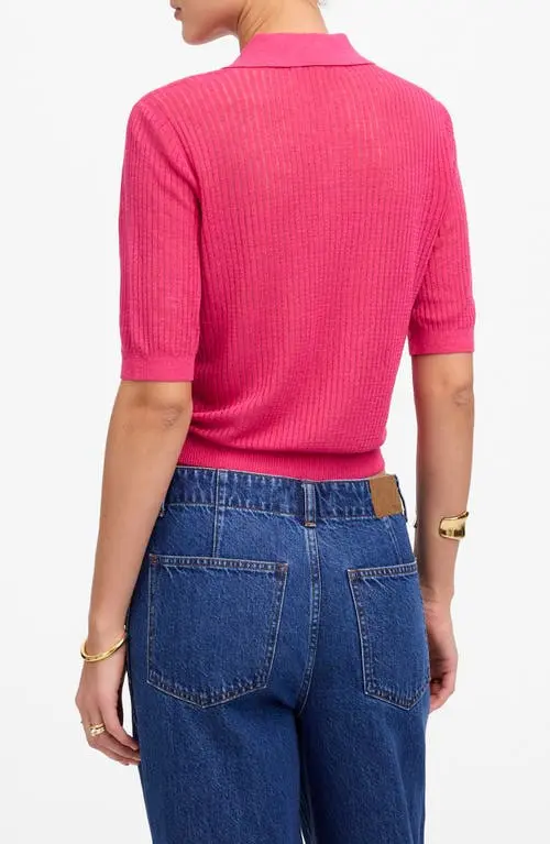 Madewell Short Sleeve Polo Sweater - Bright Pink