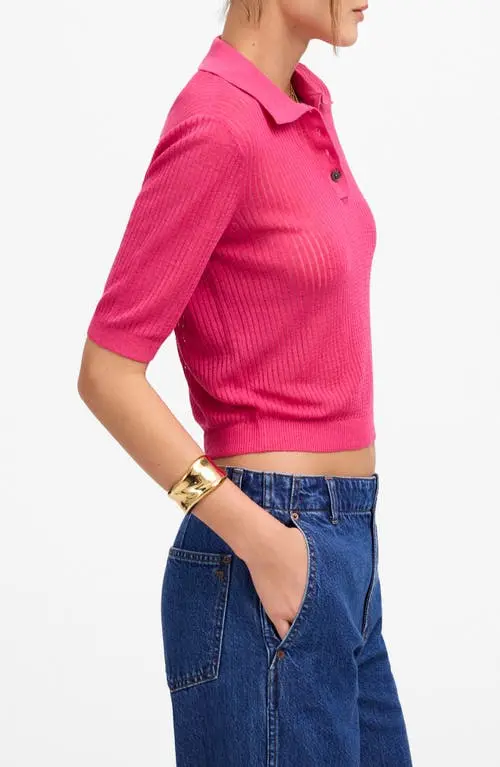 Madewell Short Sleeve Polo Sweater - Bright Pink