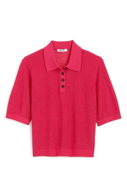 Madewell Short Sleeve Polo Sweater - Bright Pink