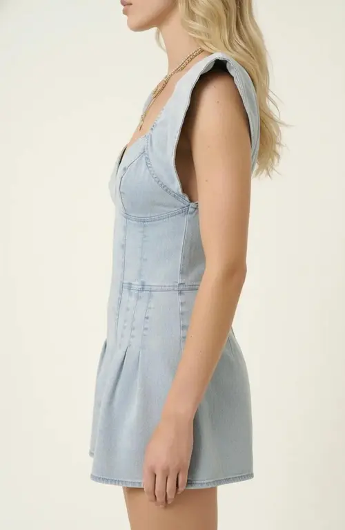 MODENAIRE Structured Zip Front Romper With Flutter Sleeves
