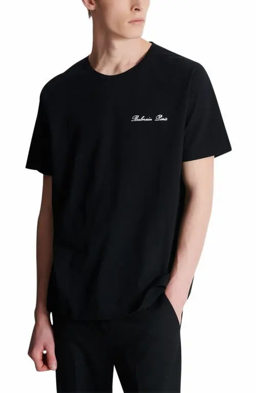 Balmain Embroidered Signature T-shirt - Black