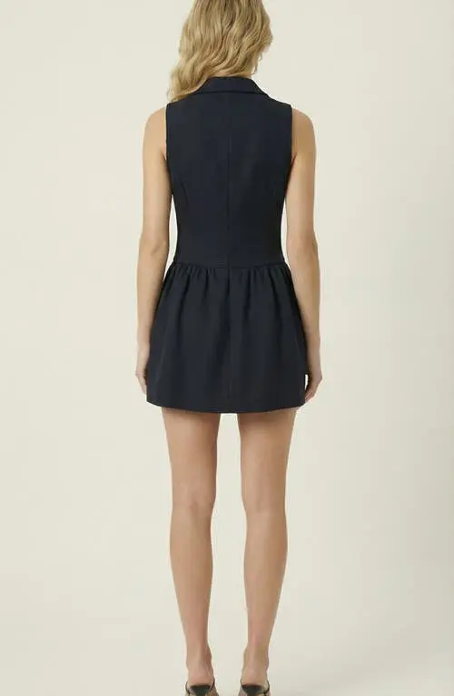 MODENAIRE Sleeveless Double-breasted Boucle Tweed Blazer Dress