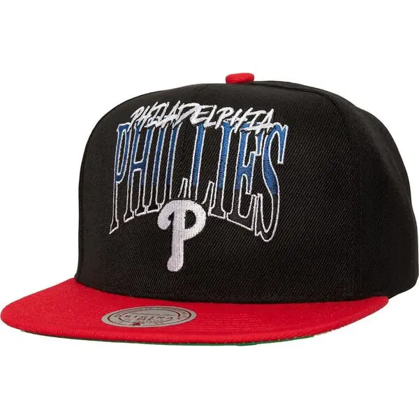 Mitchell & Ness Philadelphia Phillies Rise Up Snapback Hat - Black