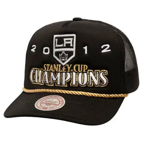 Mitchell & Ness Los Angeles Kings Golden Stanley Cup Champions Trucker Hat - Black