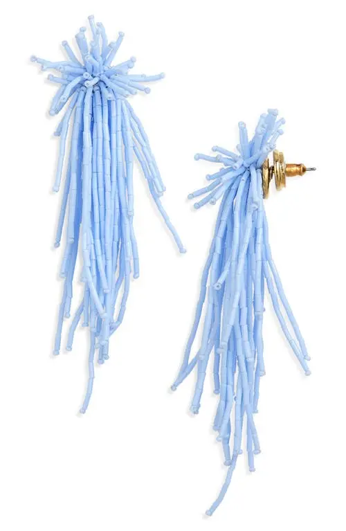 Oscar De La Renta Firework Beaded Tassel Earrings - Denim Blue