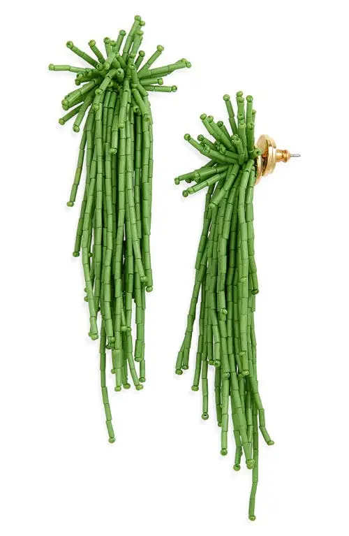 Oscar De La Renta Firework Beaded Tassel Earrings - Fern