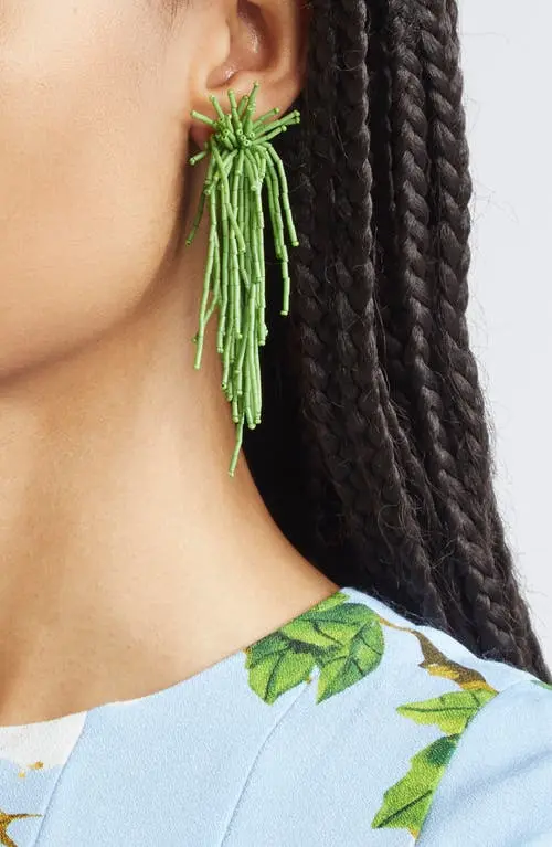 Oscar De La Renta Firework Beaded Tassel Earrings