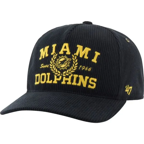 '47 Miami Dolphins Letterman Hitch Adjustable Cap - Black