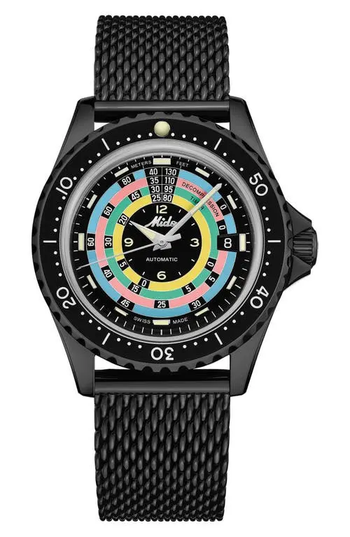MIDO Ocean Star Captain Decompression Timer Automatic Watch - Black