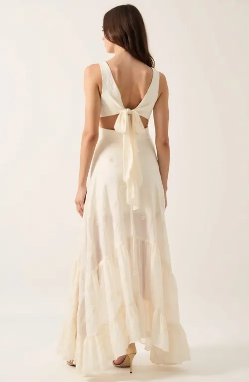 MODENAIRE High-low Ruffle Hem Dress With Cutout Waist