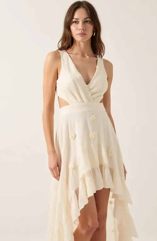 MODENAIRE High-low Ruffle Hem Dress With Cutout Waist