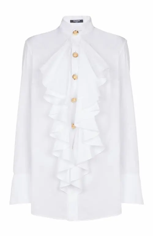 Balmain Ruffled Poplin Shirt