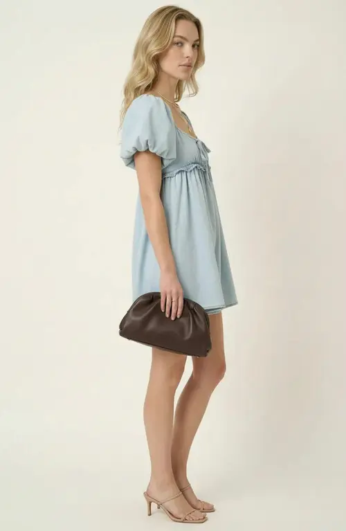 MODENAIRE Puff Sleeve Romper With Tie Front And Relaxed Fit