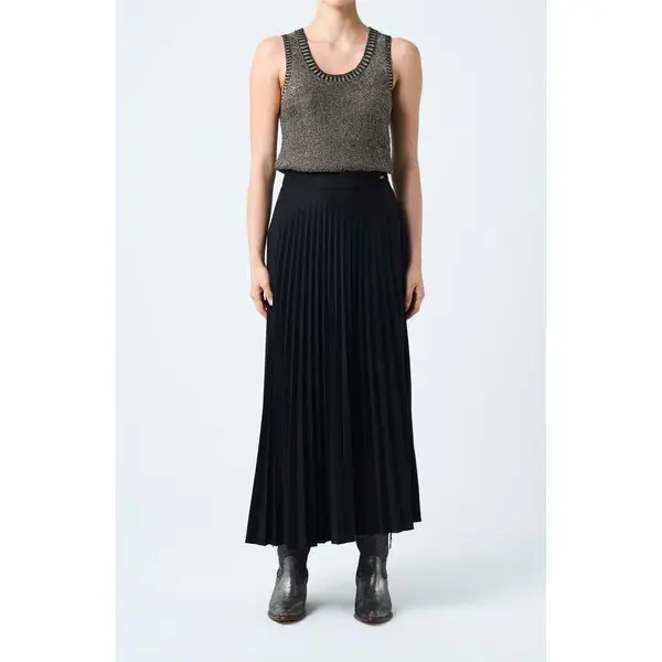 VELEZ Knit Fabric Pleated Maxi Skirt