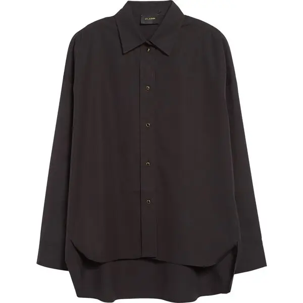 St. John Cotton Poplin Button-up Shirt - Black