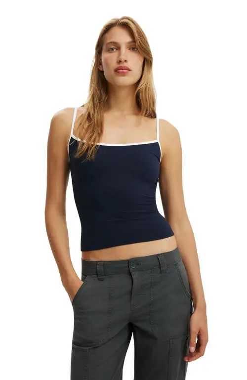 COTTON ON Hold Me Cami - Total Eclipse White Bind