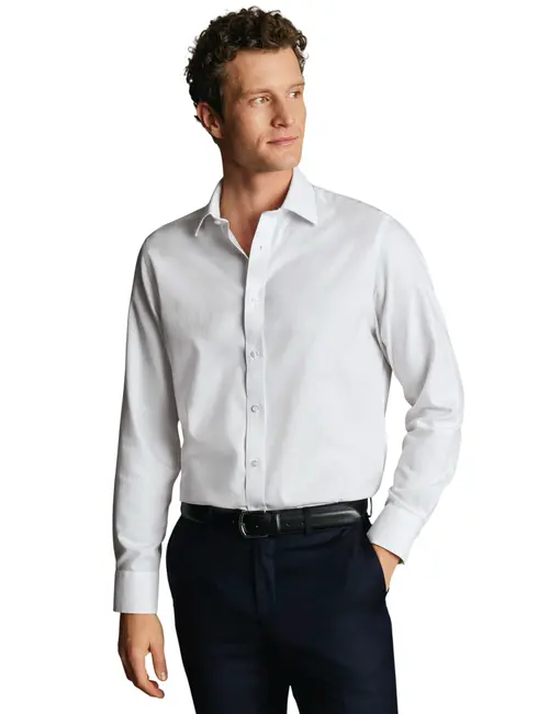 CHARLES TYRWHITT Non-iron Royal Oxford Shirt - White