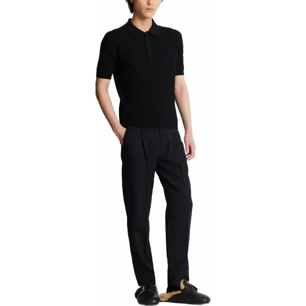 Balmain Monogram Knit Polo Shirt - Black