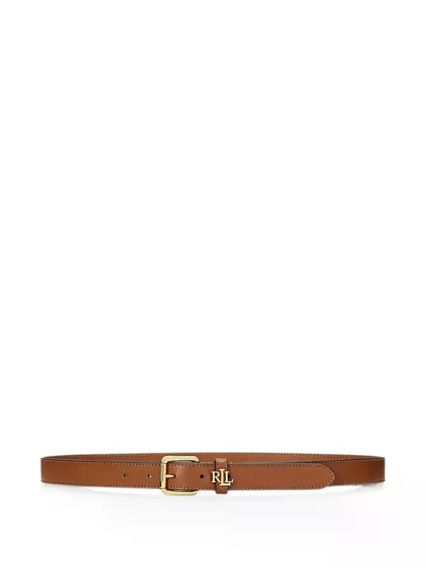 Ralph Lauren Logo Plaque Leather Belt - Brown