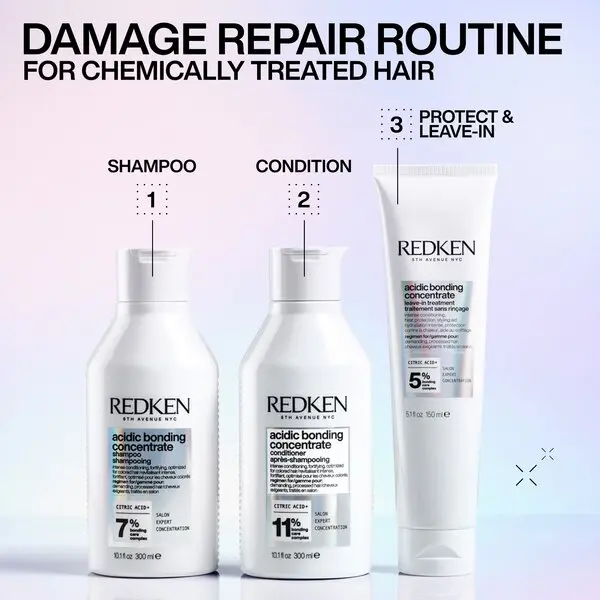 REDKEN Acidic Bonding Concentrate Trio: Shampoo, Conditioner & Treatment