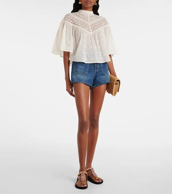 NILI LOTAN Harley High-rise Denim Shorts - Blue