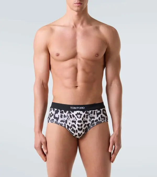TOM FORD Leopard-print Cotton-blend Briefs